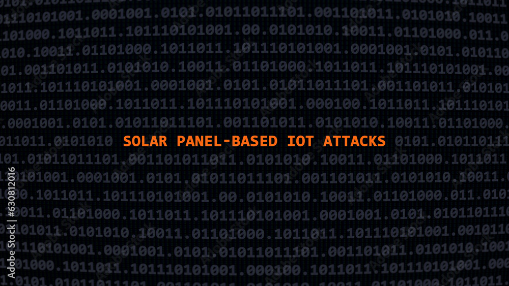 Cyber Attack Solar Panel Based Iot Attacks Vulnerability Text In Binary System Ascii Art Style