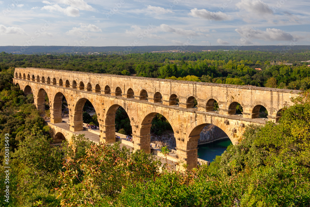 Pont du Gard Roman Aquaduct, Languedoc-Roussillon, France, in early ...