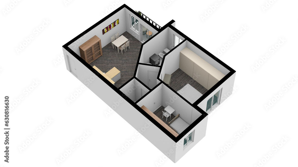 Architecture 2D floor plan. Plan floor apartments set. One, two bedroom ...