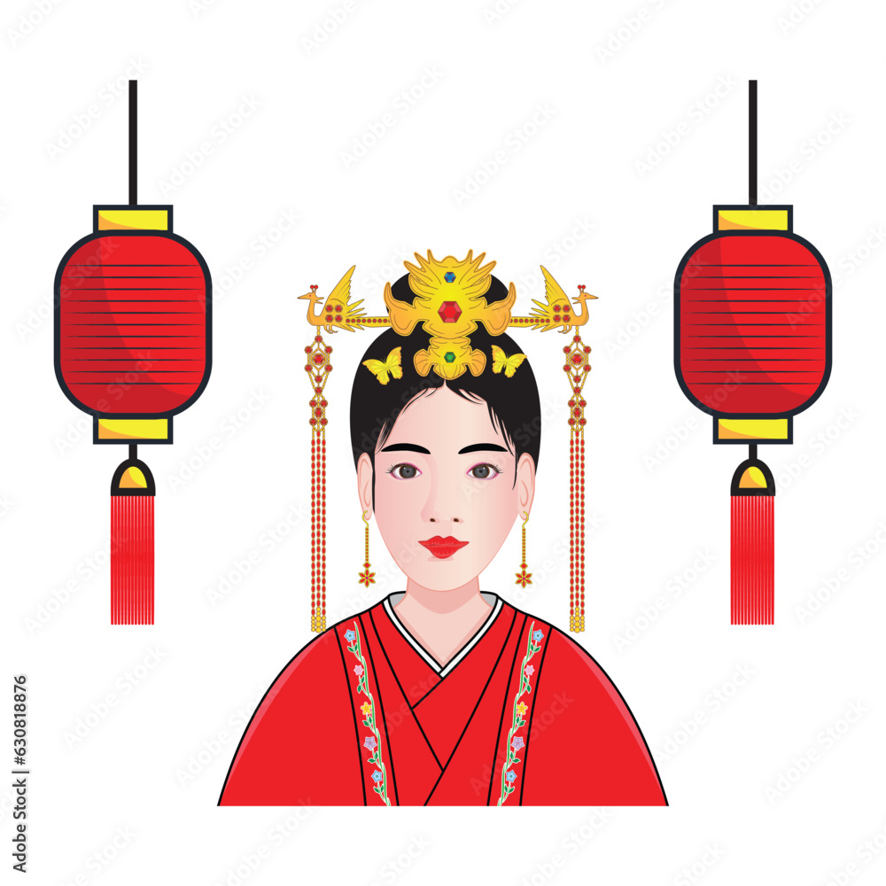 Face of Cute beautiful Chinese girl lady or teen dress or costume in ...