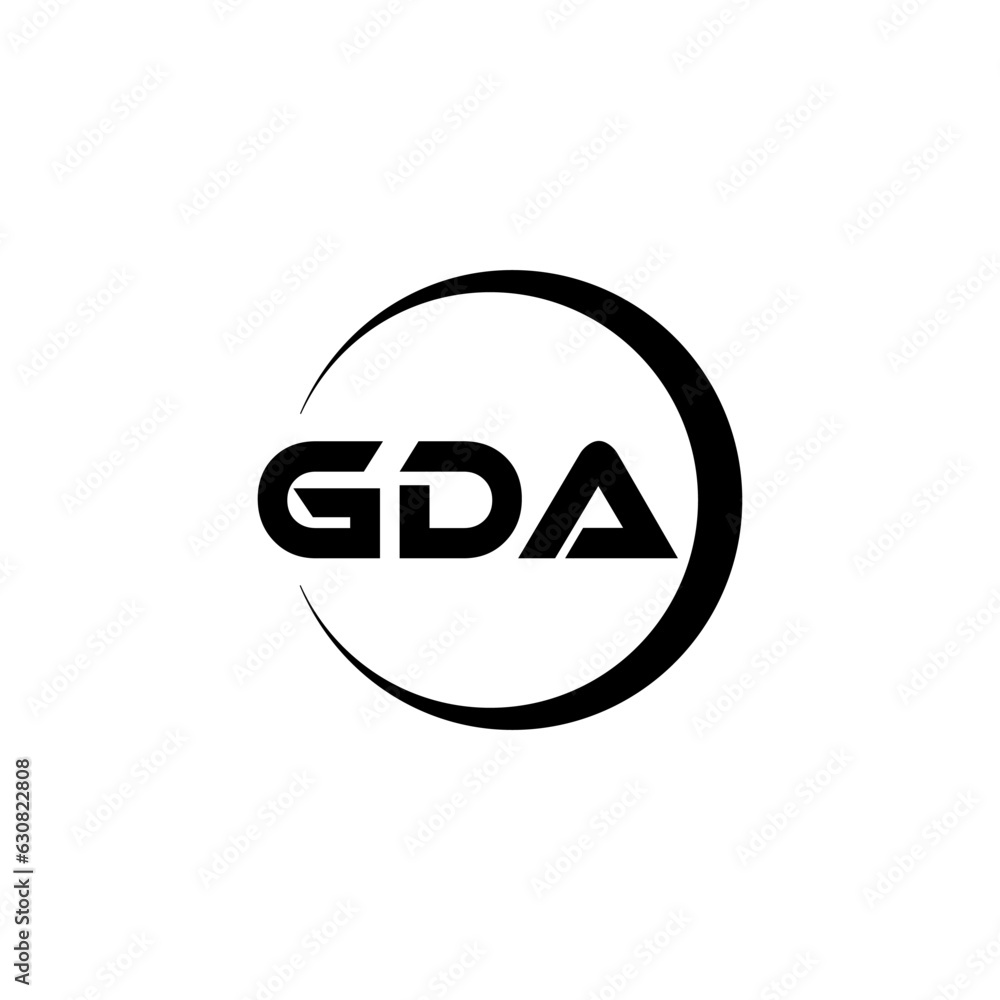 GDA letter logo design with white background in illustrator, cube logo ...