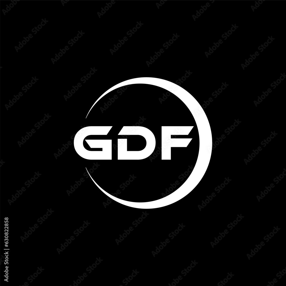 Vecteur Stock GDF letter logo design with black background in ...