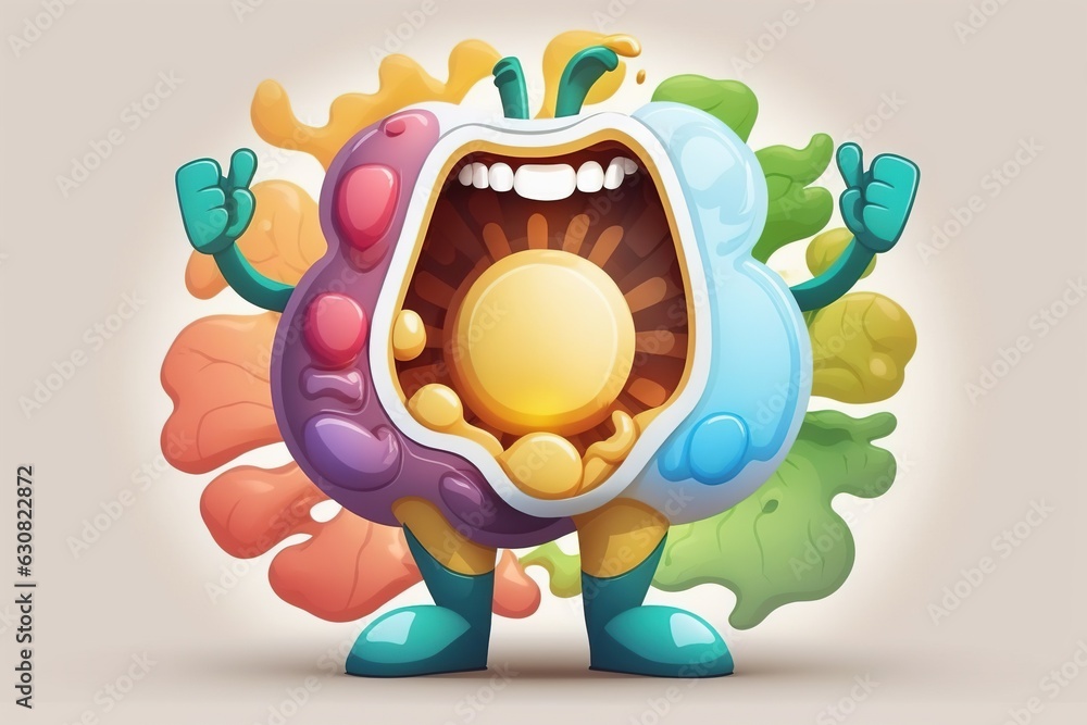 Intestine. Cute cartoon healthy human anatomy internal organ character ...