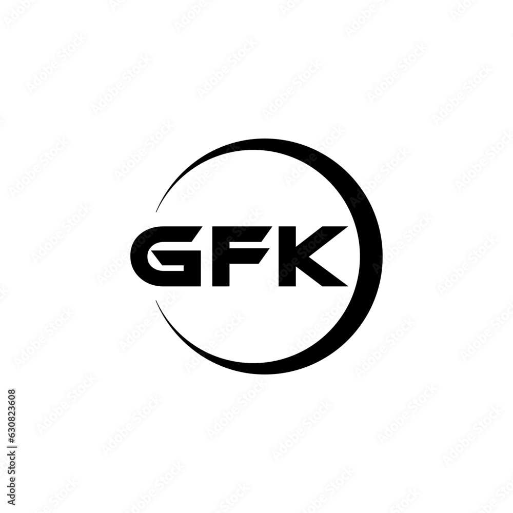GFK letter logo design with white background in illustrator, cube logo ...