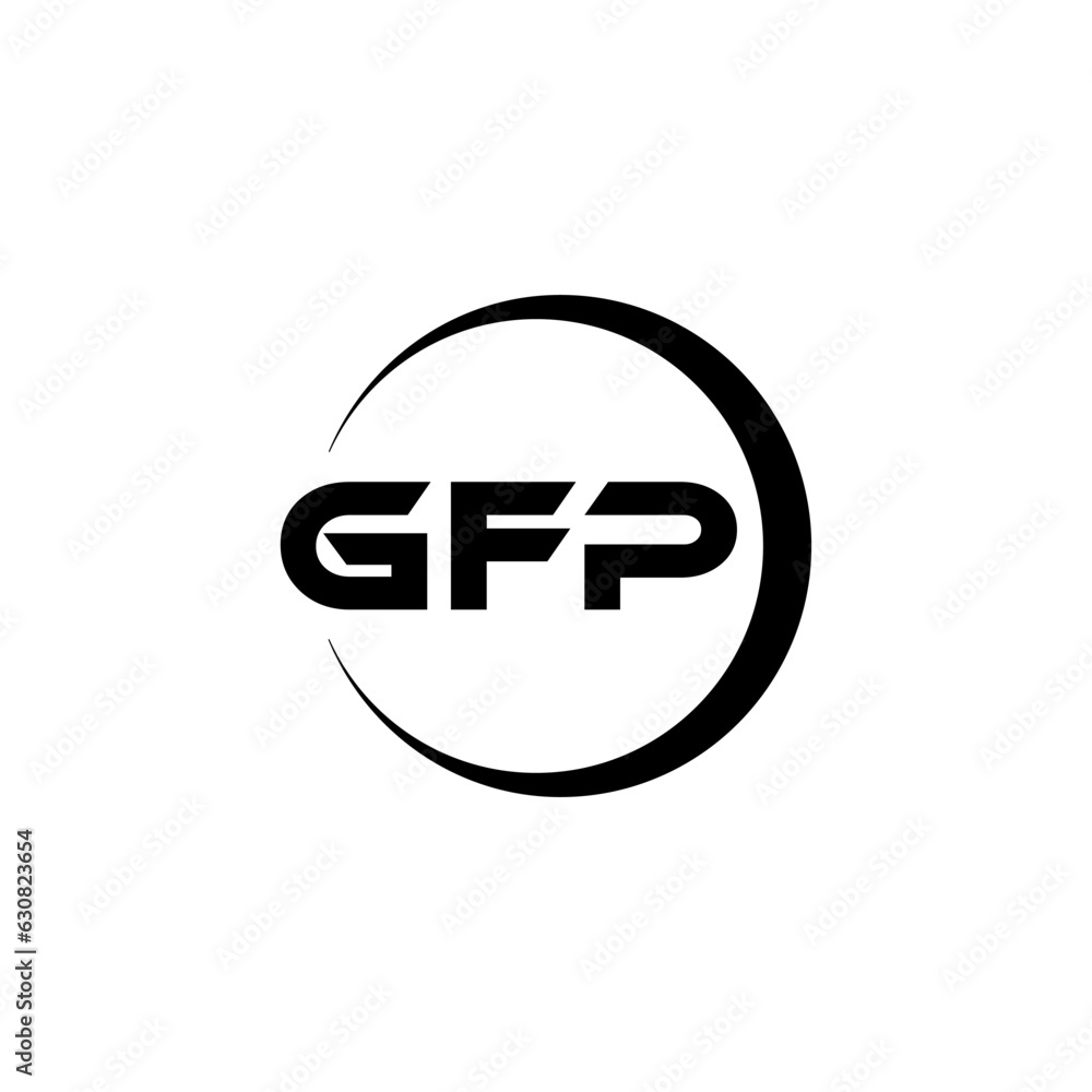 GFP letter logo design with white background in illustrator, cube logo ...