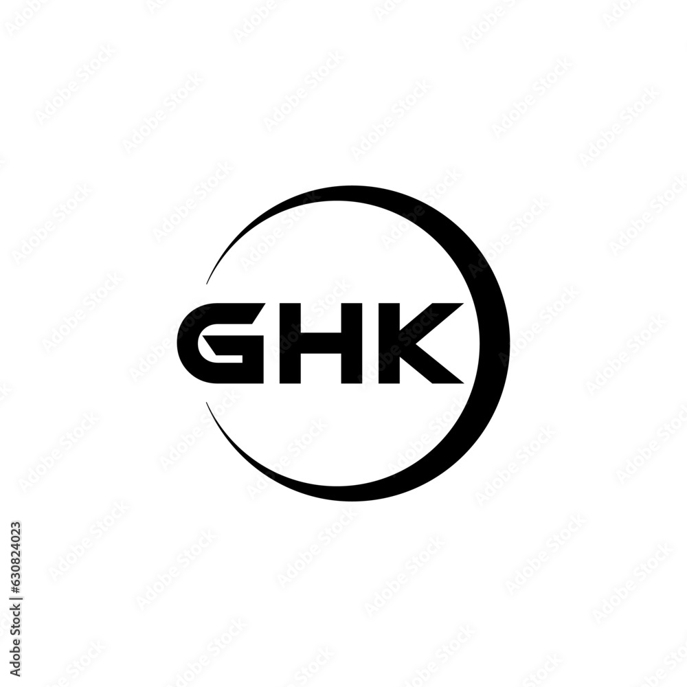GHK letter logo design with white background in illustrator, cube logo ...