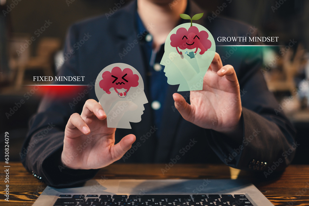 Growth mindset vs Fixed Mindset concept strategy for web banner ...