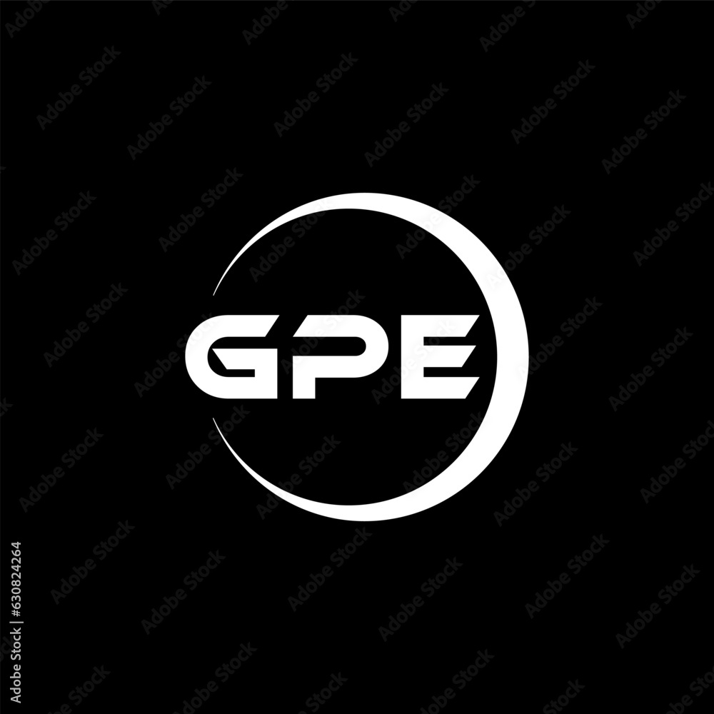 GPE letter logo design with black background in illustrator, cube logo ...