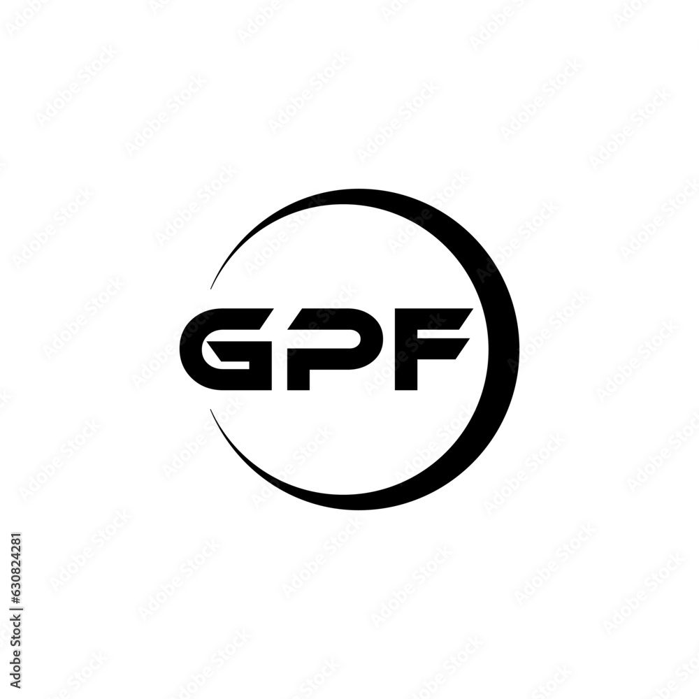 GPF letter logo design with white background in illustrator, cube logo ...