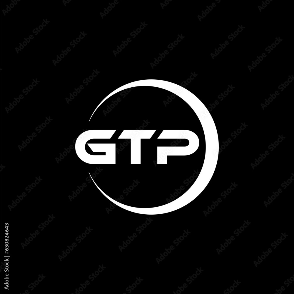 GTP letter logo design with black background in illustrator, cube logo ...