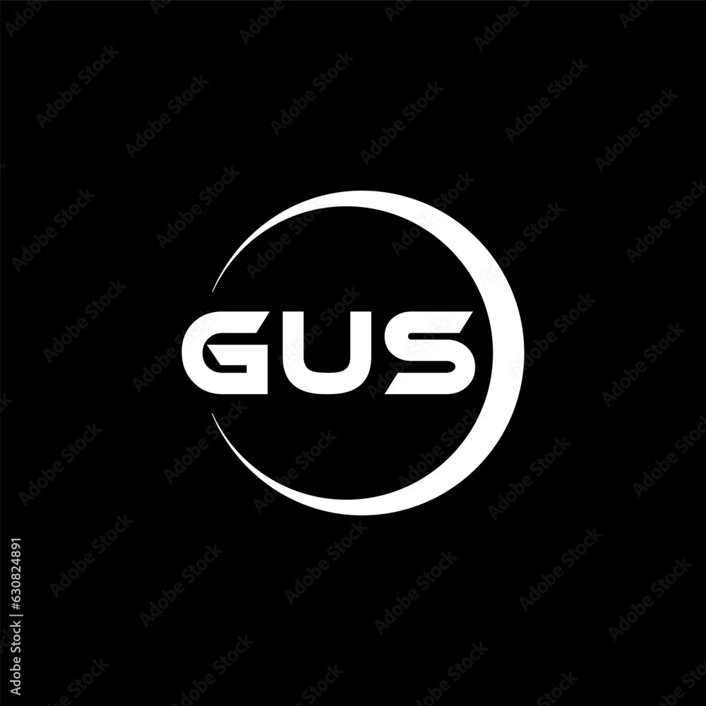 GUS letter logo design with black background in illustrator, cube logo ...