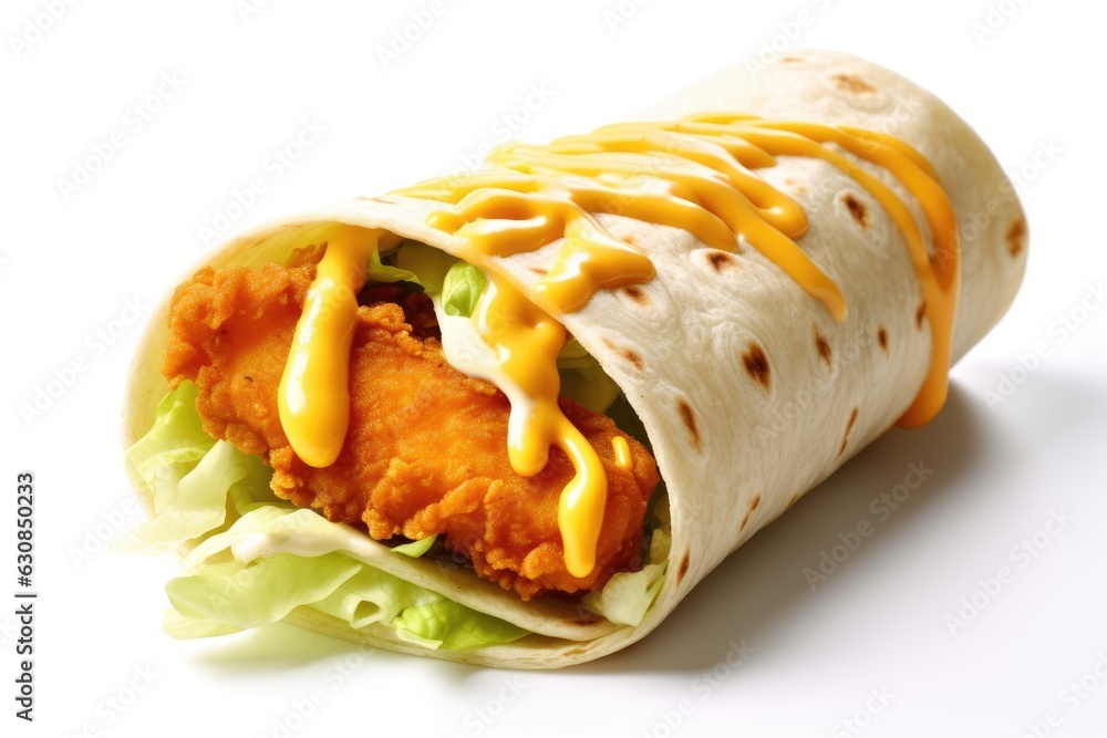 Zinger Chicken Wrap With Mustard Sauce, Coleslaw, Cabbage Stock Photo ...