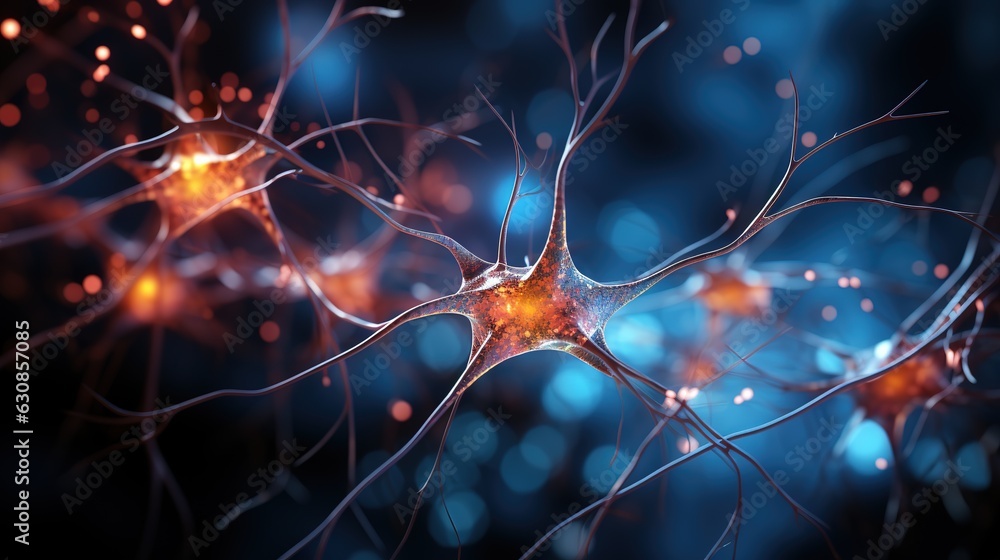 Neurons Under a Laboratory Microscope. Nervous human system. Neurology ...