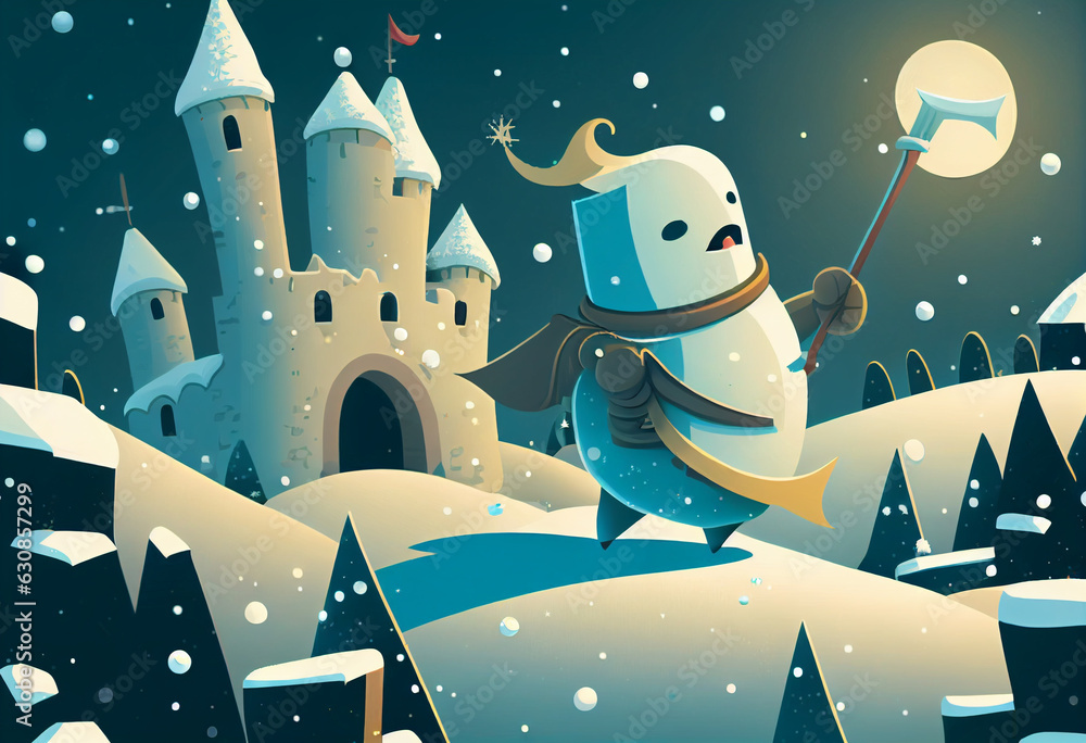 Fabulous scary snowmen guard the kingdom of the evil wizard. AI ...
