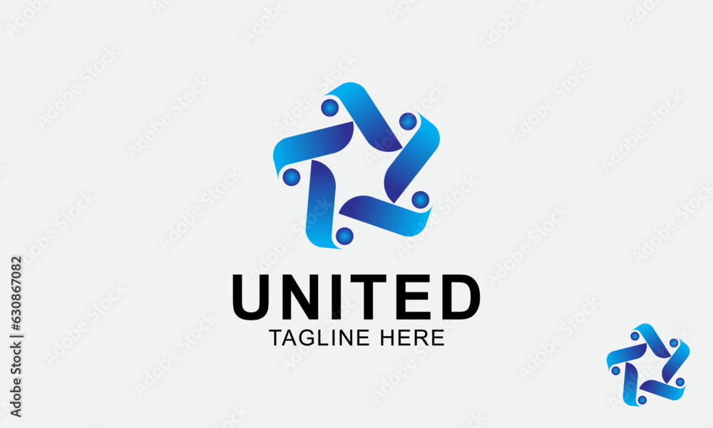 United Logo Design Template. Abstract People Symbol, Togetherness and ...