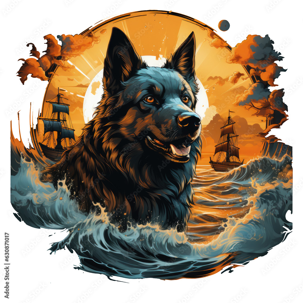 Halloween German Shepherd t-shirt design showcasing a German Shepherd ...