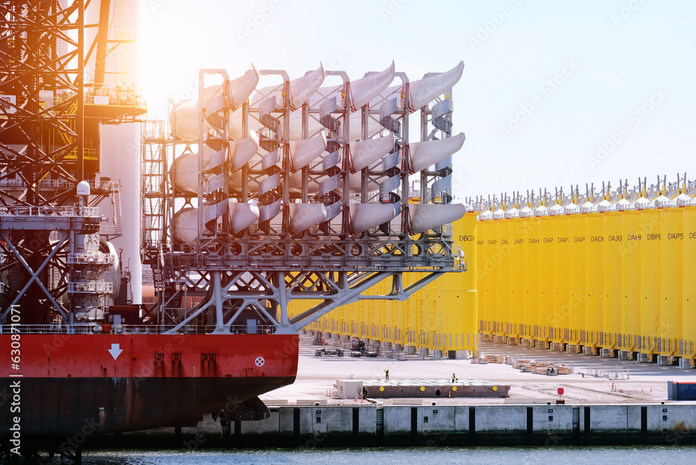Fotka „A set of blades loaded on the offshore construction vessel with ...