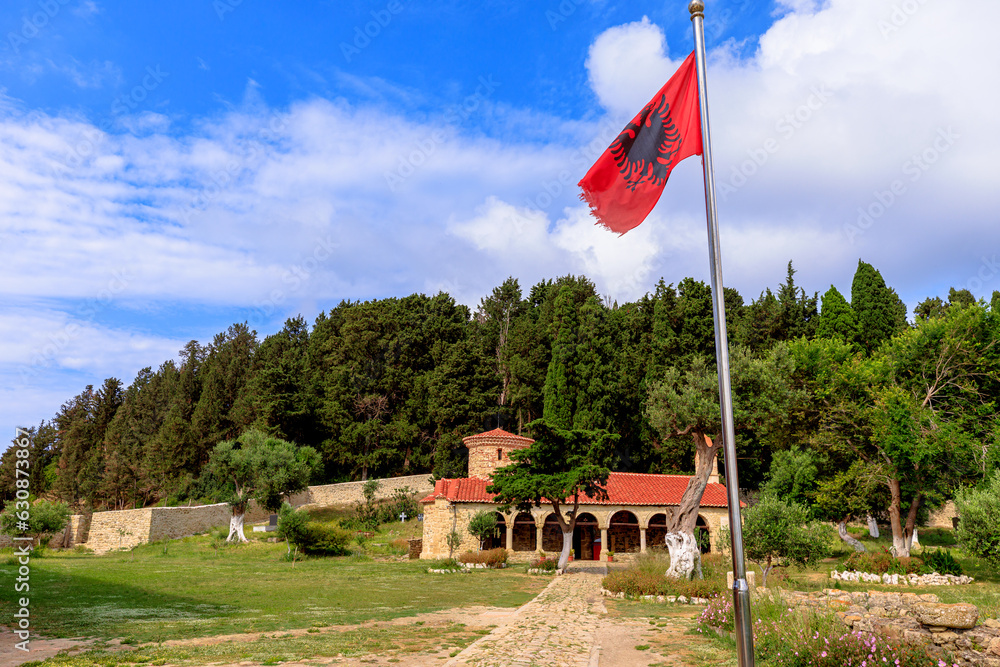 the Saint Mary's Monastery on Zvernec island in Albania. It holds great ...