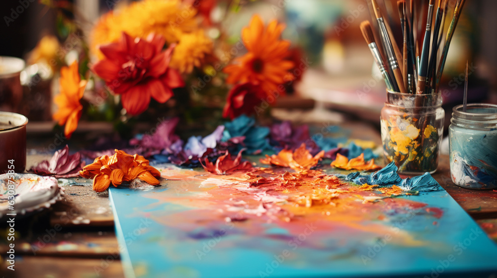 A person engaging in art therapy, using colors to express emotions and ...