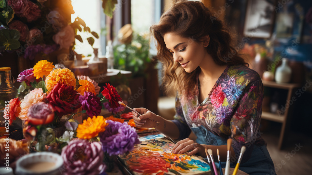 A person engaging in art therapy, using colors to express emotions and ...