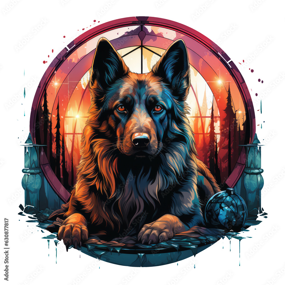 Halloween German Shepherd t-shirt design showcasing a wise and mystical ...
