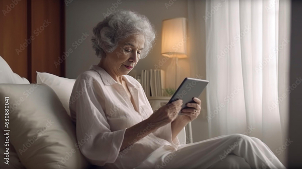 AI generated, elderly people using modern technology, retired woman and ...