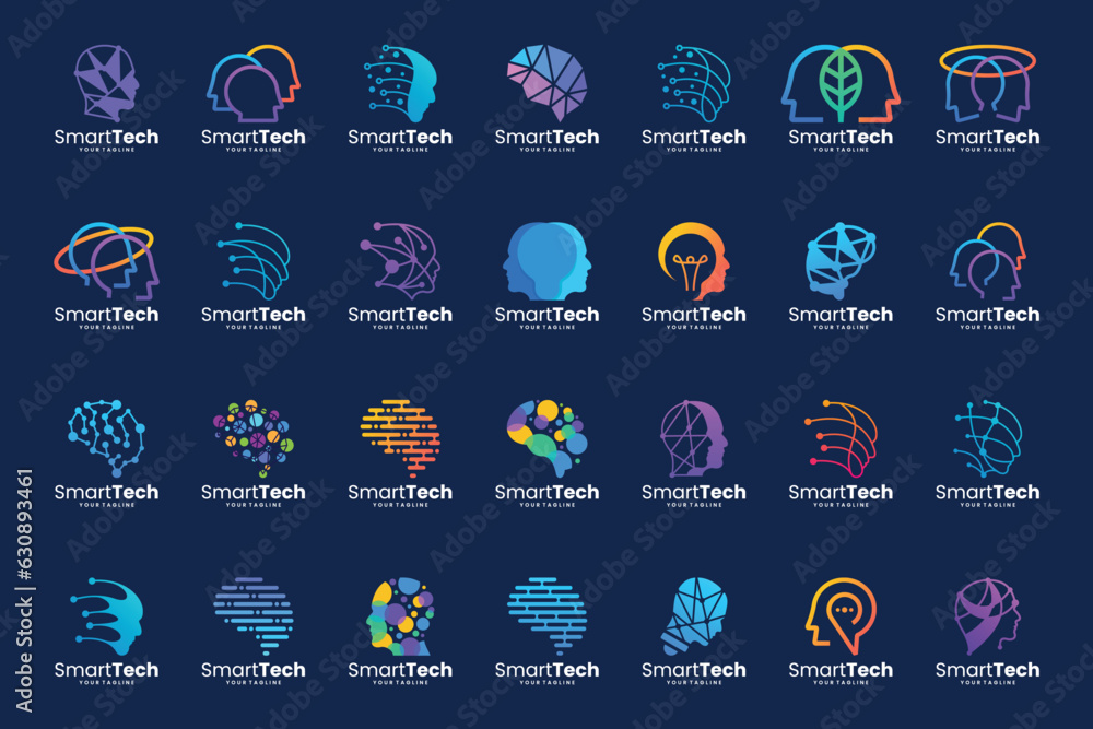 Set of smart logo design. artificial intelligence logo design with ...