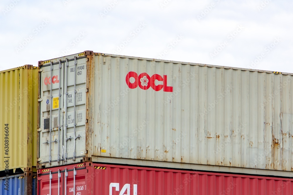 Container of OOCL (Orient Overseas Container Line Limited) company with ...