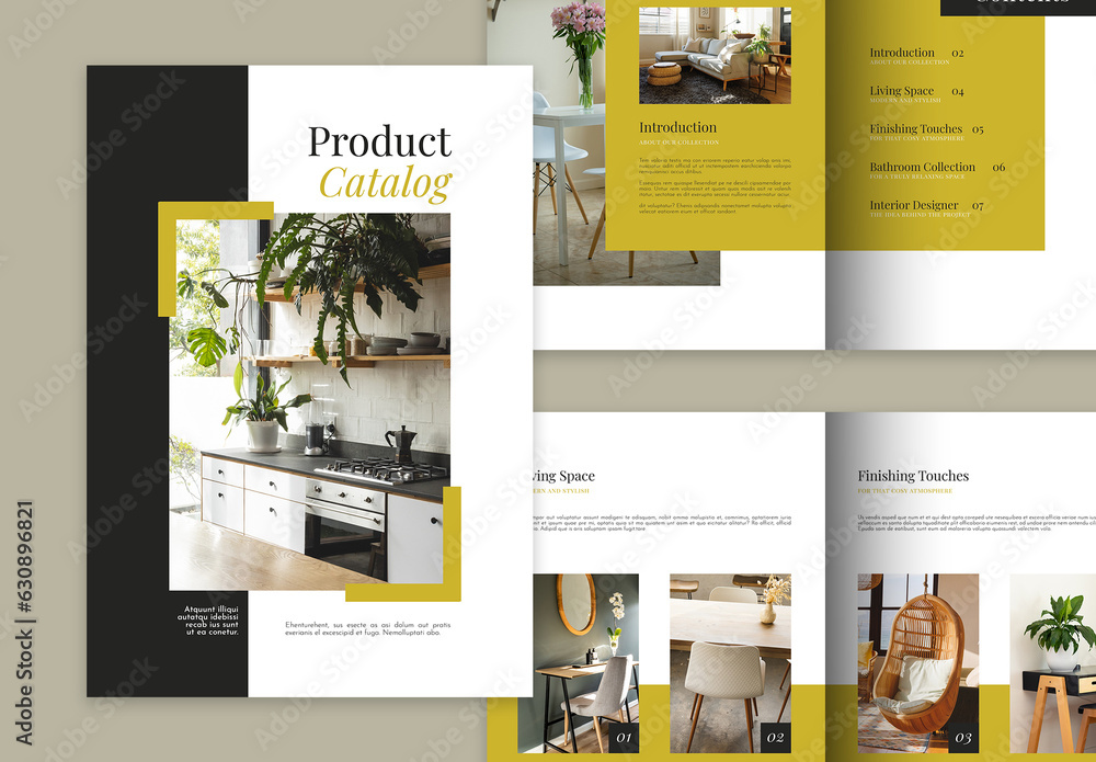 Minimal Product Catalog Layout with Yellow Accent Color Stock Template ...