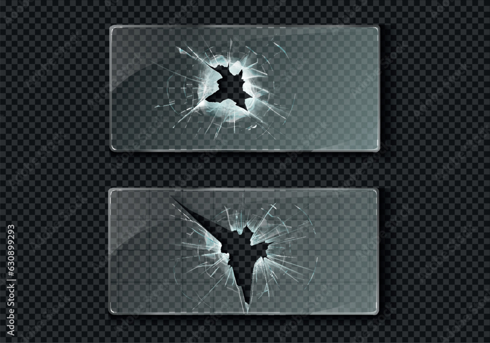 Glass framework, broken glass set Stock Vector | Adobe Stock