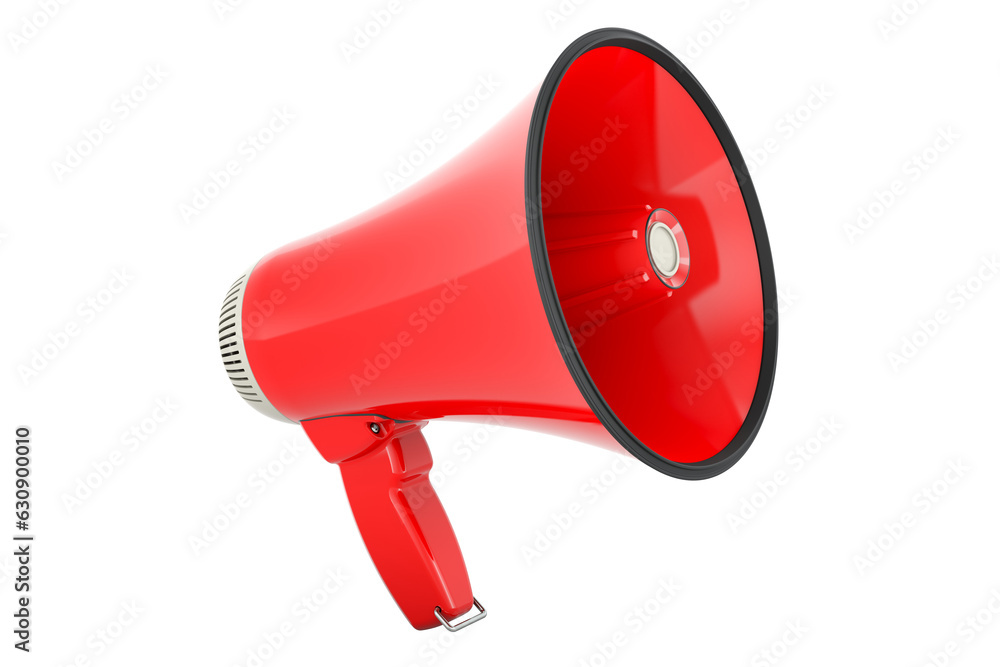 Red Megaphone, 3D rendering isolated on transparent background Stock ...