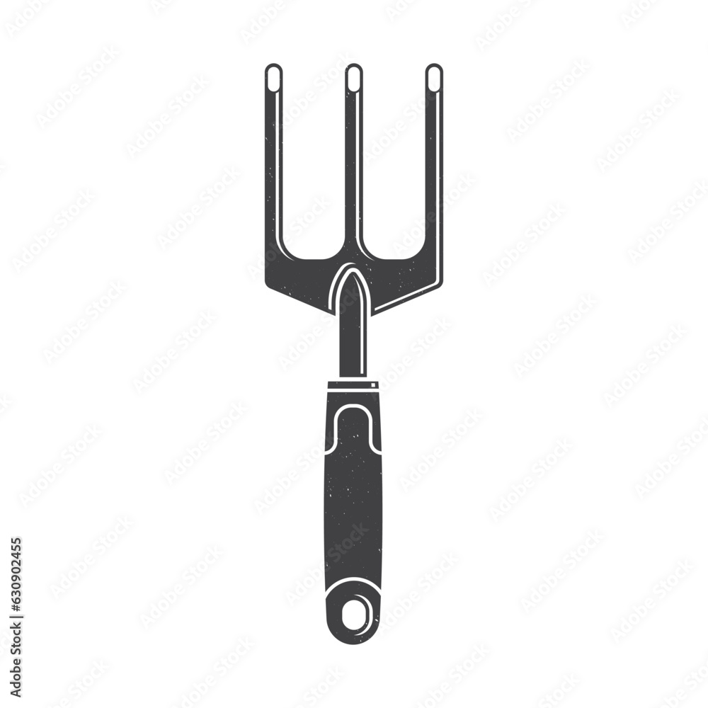 Garden rake icon silhouette isolated on white. Vector illustration. For ...