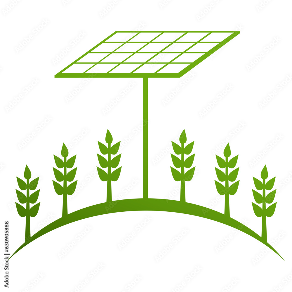 Agrivoltaics logo design, solar panel and wheat crops Stock Vector ...