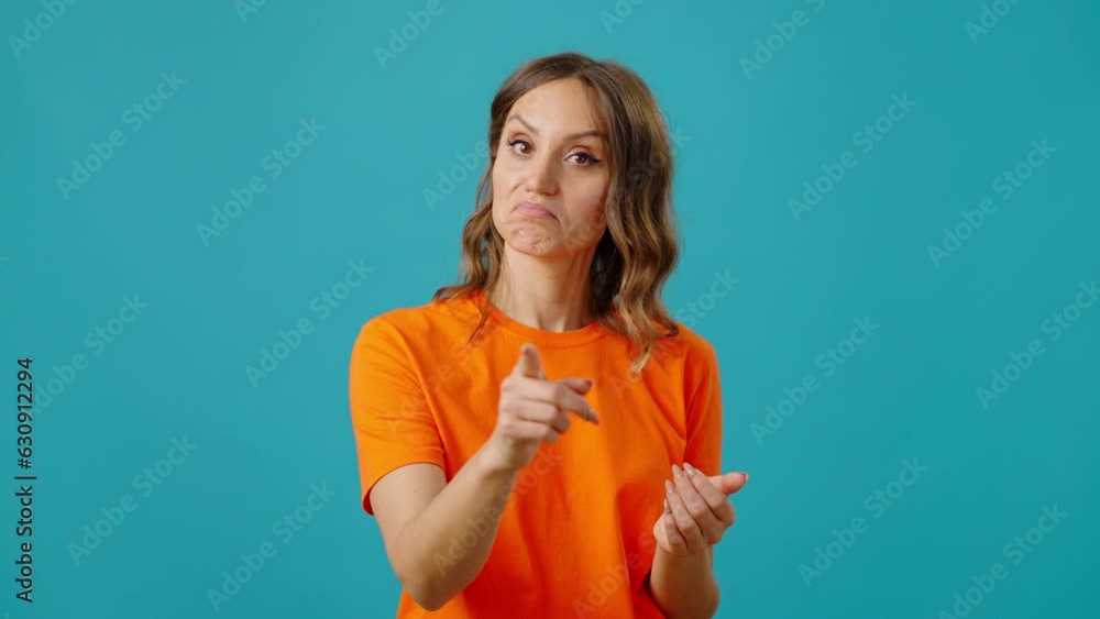 Young woman shows respect nodding head and clapping hands Stock Video ...