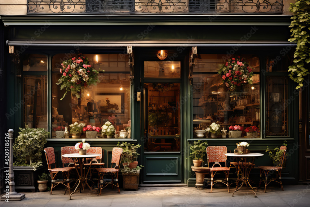 Classic Restaurant Café Building Facade with Big Window. Street View of ...