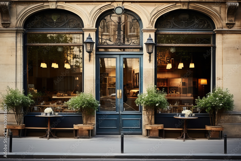 Classic Restaurant Café Building Facade with Big Window. Street View of ...