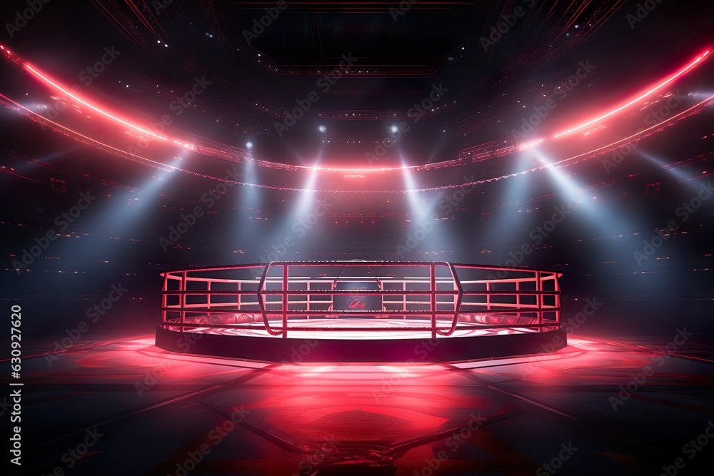 Ring arena for boxing fight and MMA championship competitions. Ai ...