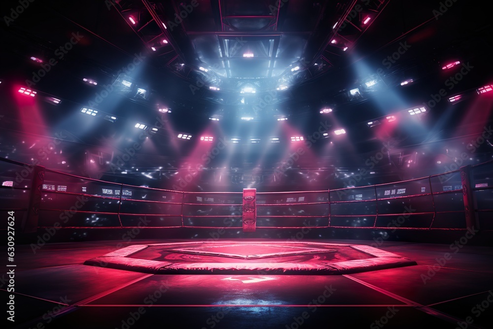 Ring arena for boxing fight and MMA championship competitions. Ai ...