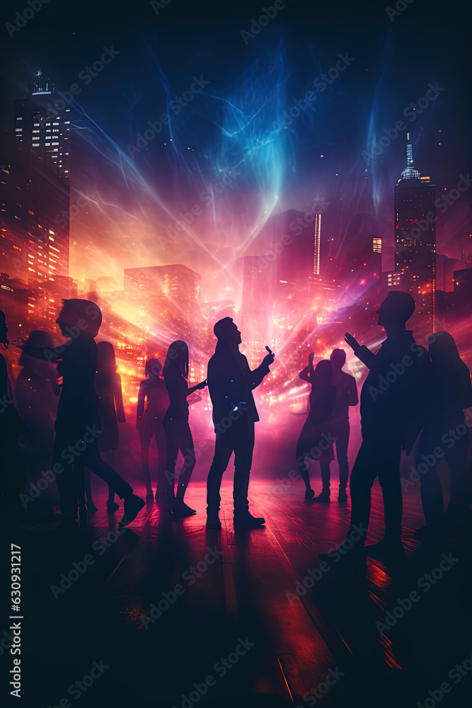 Revellers dancing & celebrating in a nightclub - raving clubbers ...