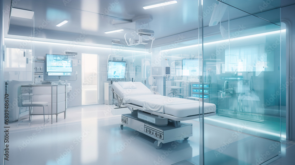 a professional sterilized clinic medical room fully equipped with ...