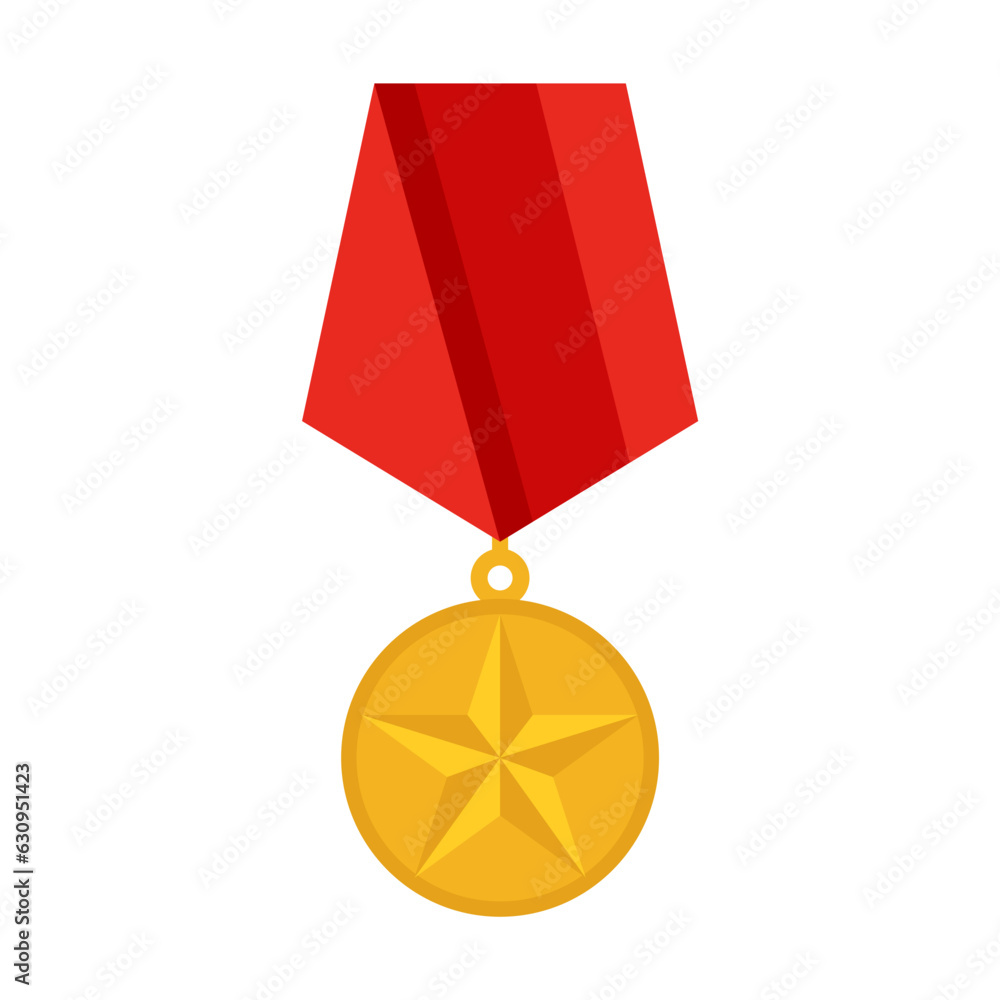 Military round medal with star vector illustration. Cartoon drawing of ...