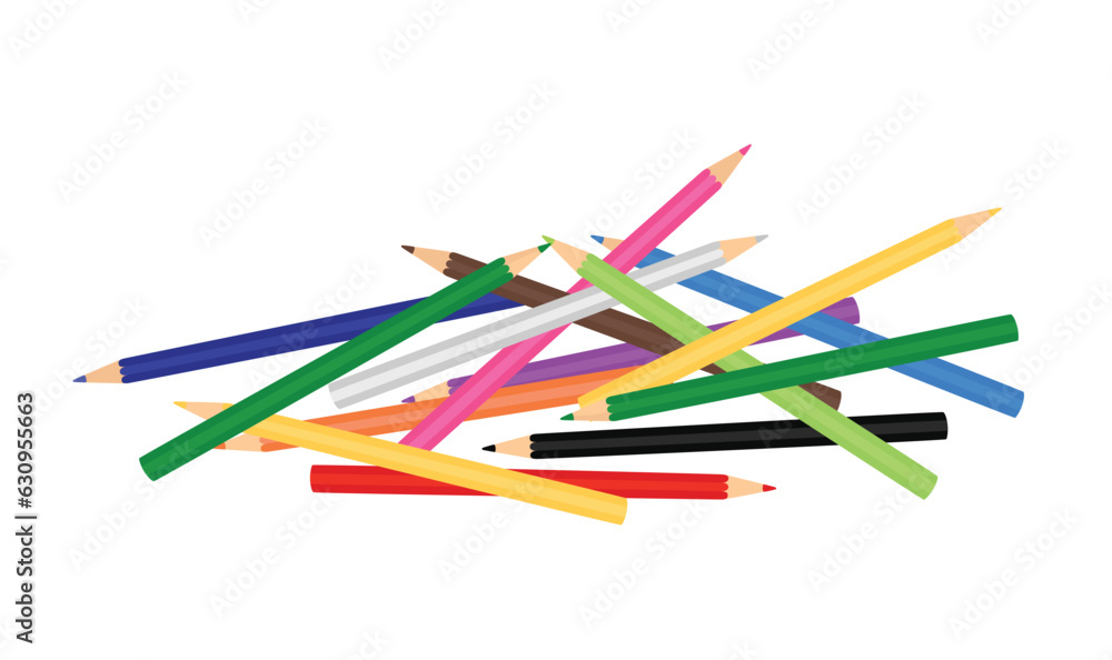 Color pencil vector set. Back to school concept. School supplies vector ...