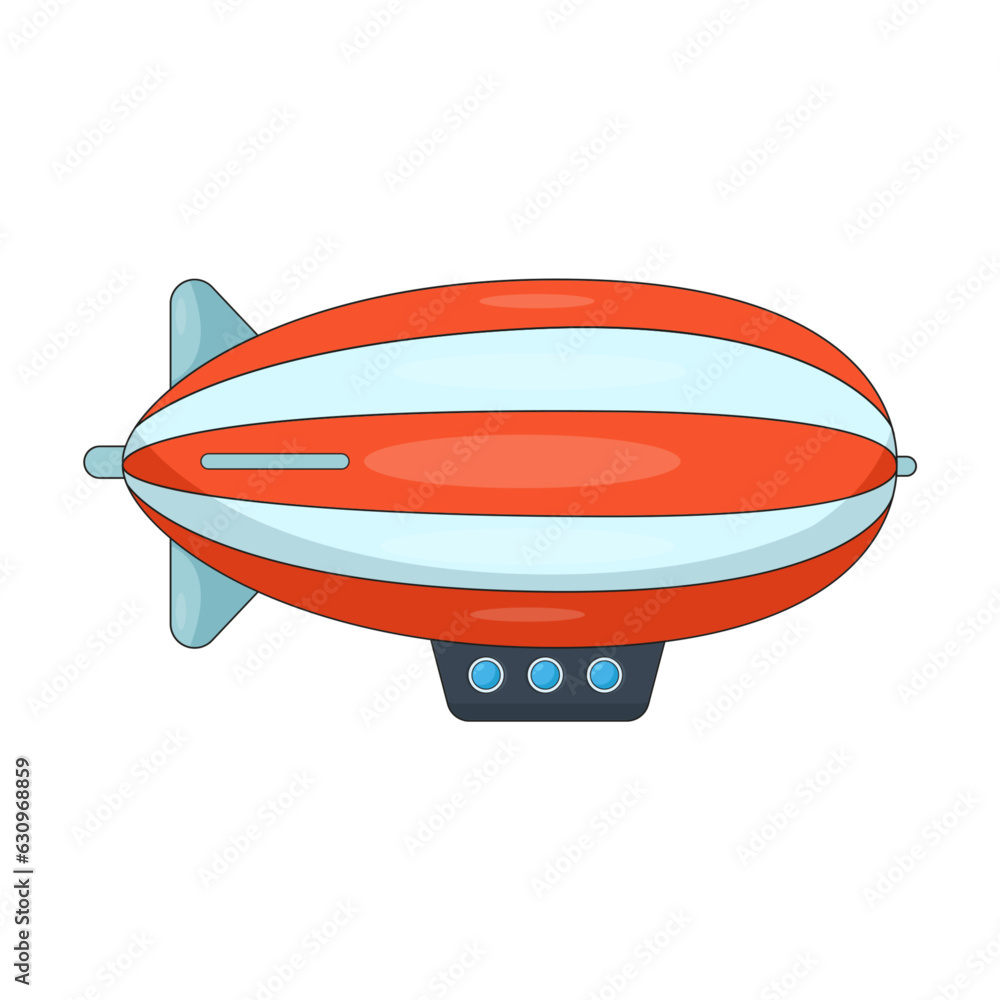 Colorful blimp vector illustration. Cartoon drawing of red and white ...