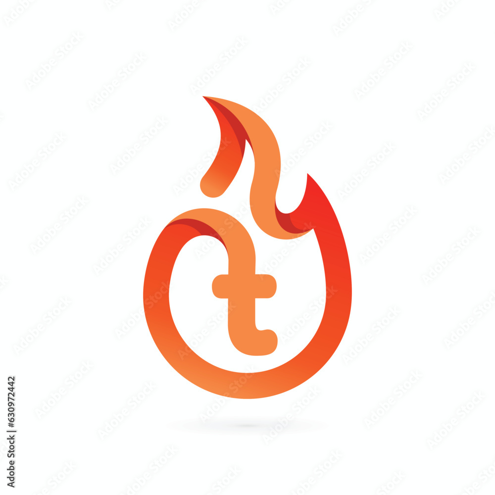 Fire letter t logo. flame fire letter t logo icon Stock Vector | Adobe ...