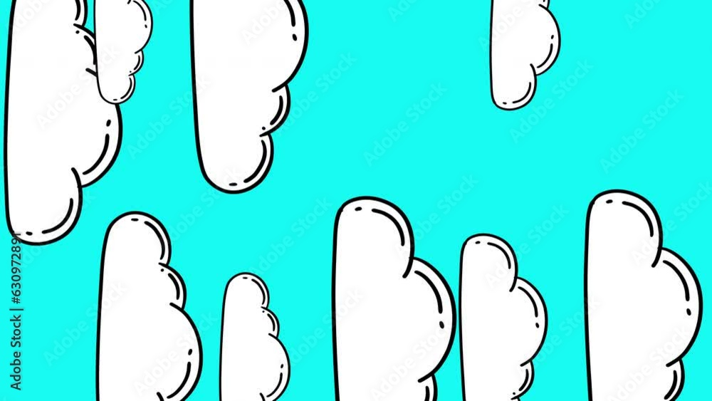 Cloudy sky animation. Animated Cartoon Clouds timelapse in blue sky ...