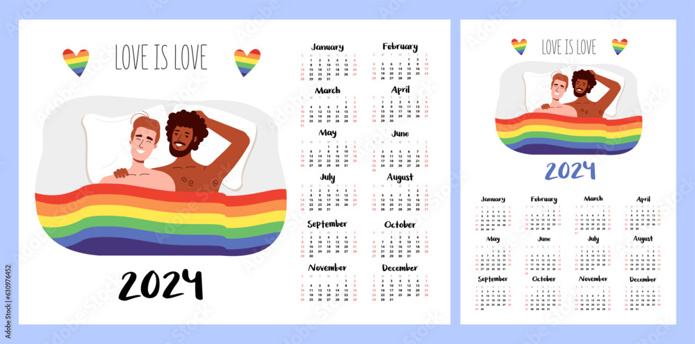 Calendar Layout For 2024 Women Have Sex Lesbian Gay Lgbt Month Of Pride And Rainbow Stock