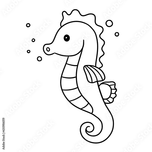 Seahorse Black And White Clipart