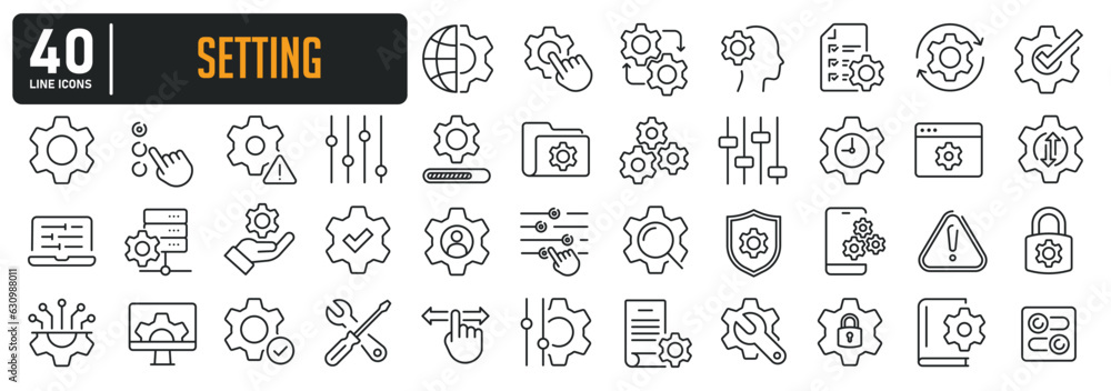 Setup and setting thin line icons. Editable stroke. For website ...