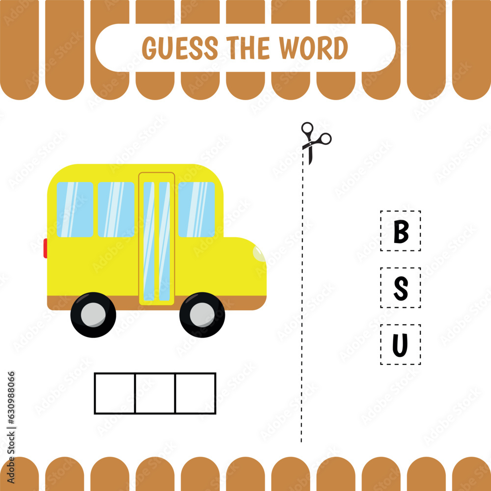 Vetor de Guess the word educational learning game for preschool kids ...