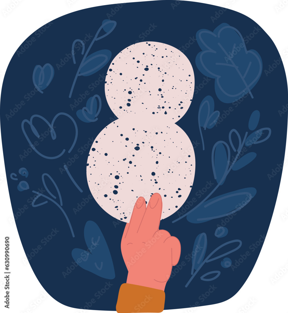Vetor de Cartoon vector illustration of hand holding up the number 8 ...